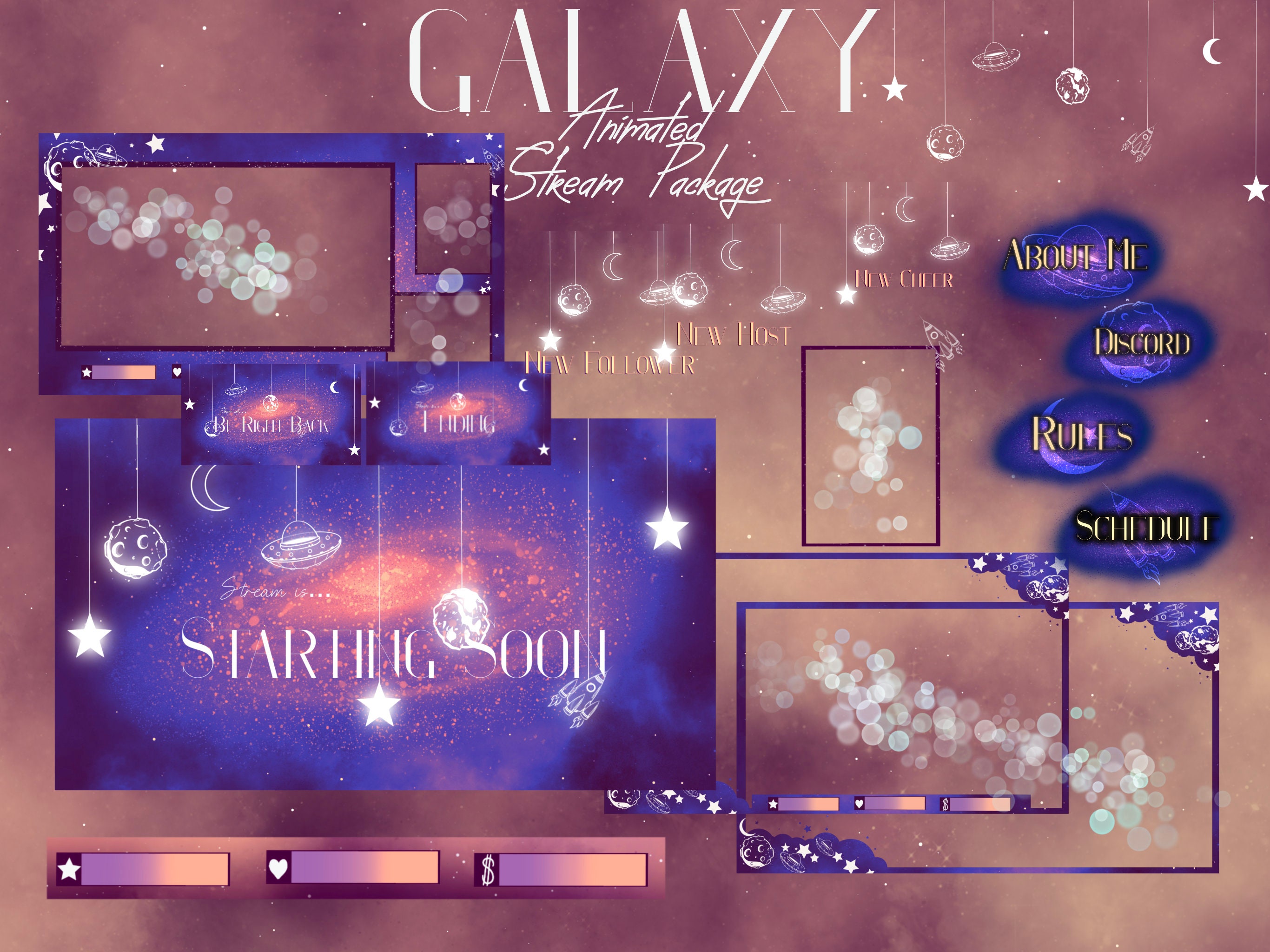 Galaxy Animated Stream Package /galaxy/ Sky / Magic / Moon / Star ...