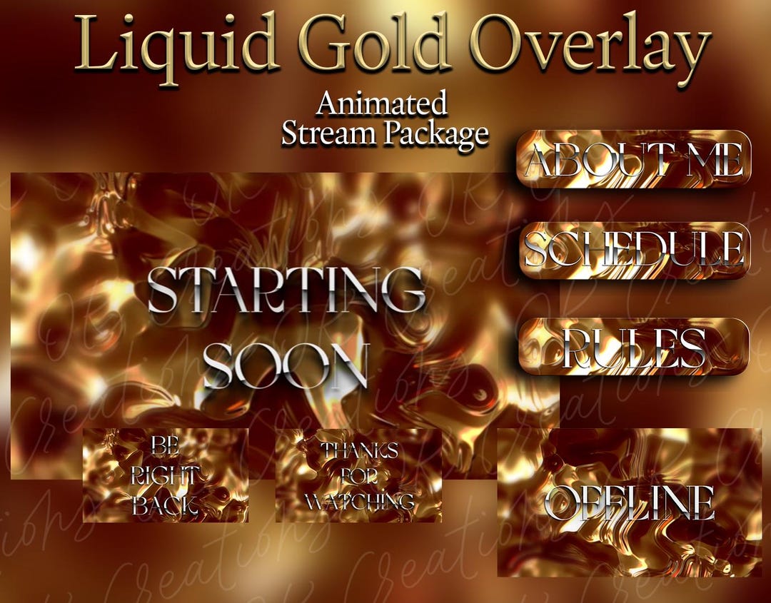 Liquid Gold Animated Stream Overlay Package /gold/ Royal / Rich/ Shiny ...