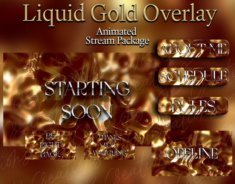 Liquid Gold Animated Stream Overlay Package /gold/ Royal / Rich/ Shiny ...