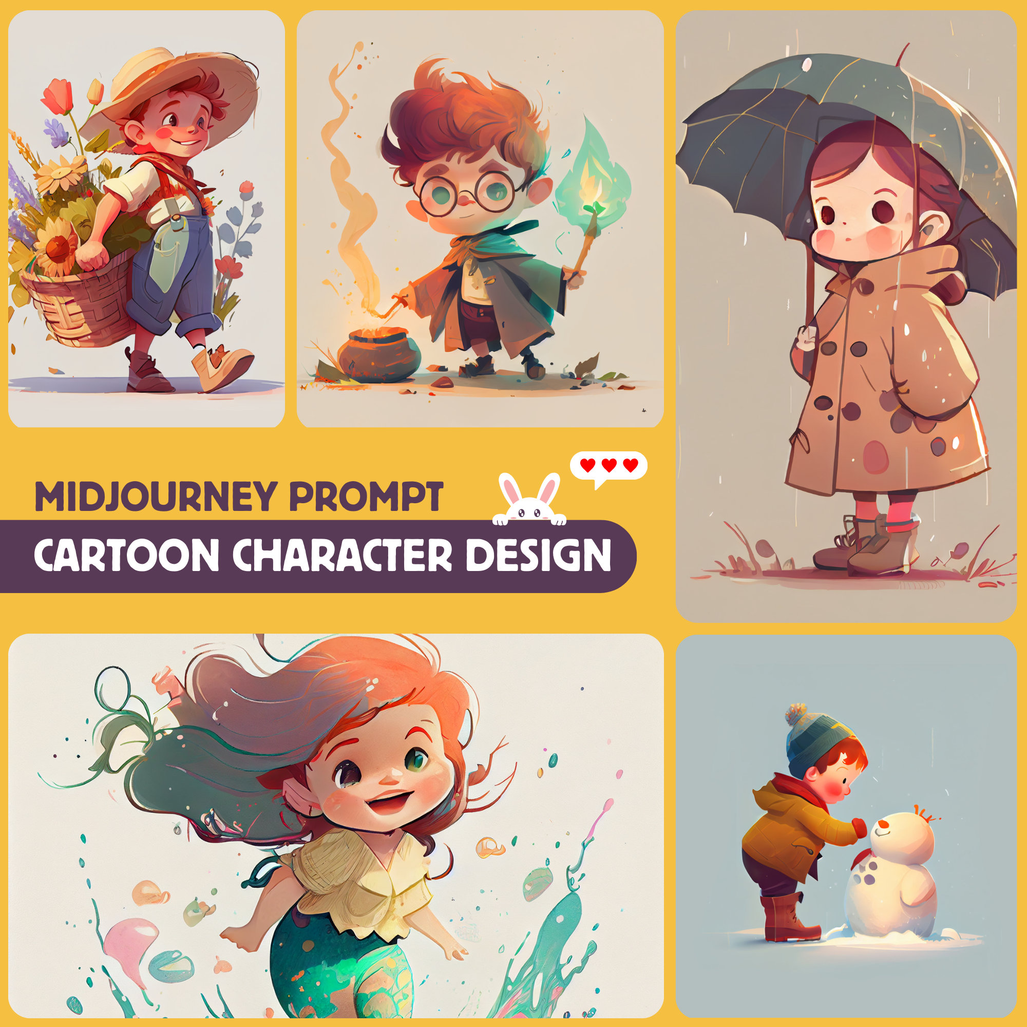Midjourney Prompt, Cartoon Character Design, Personalized Art ...