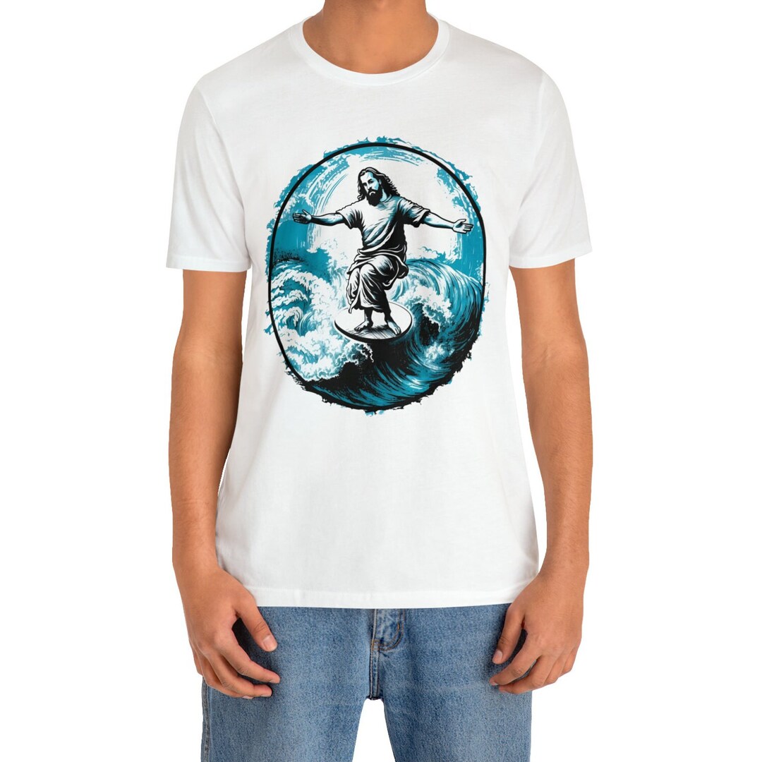 Jesus Surfing T-shirt for Christian Lovers Shirt of Surfing Jesus Tee ...