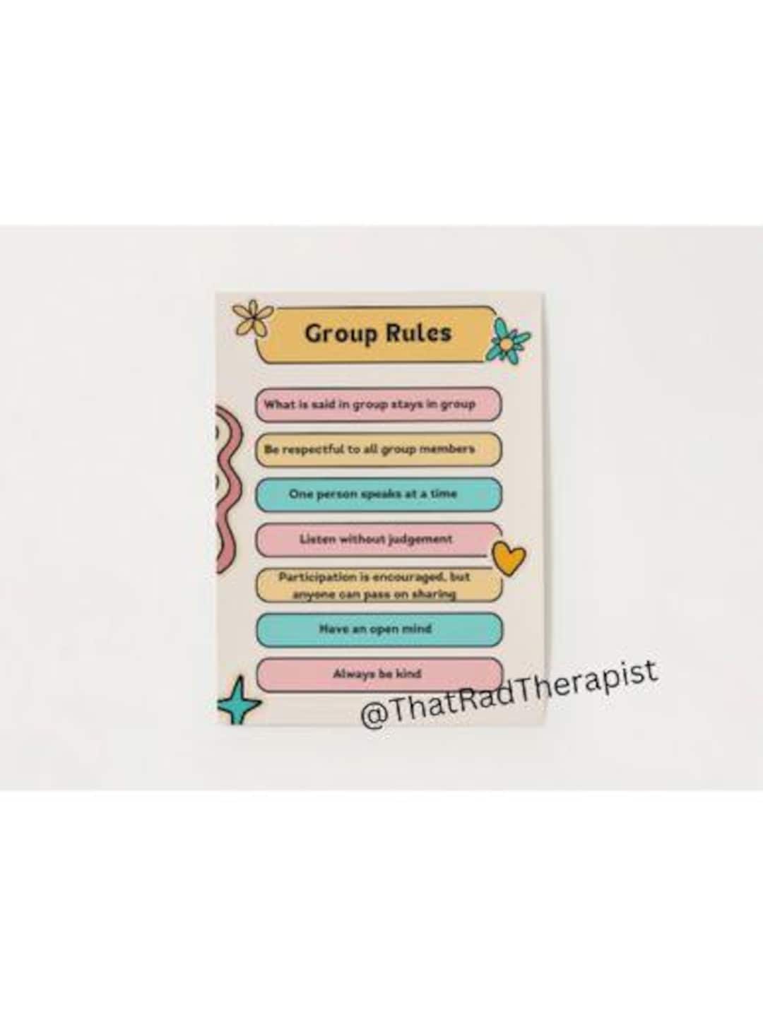 Group Therapy Rules Poster for Therapist Office - Etsy