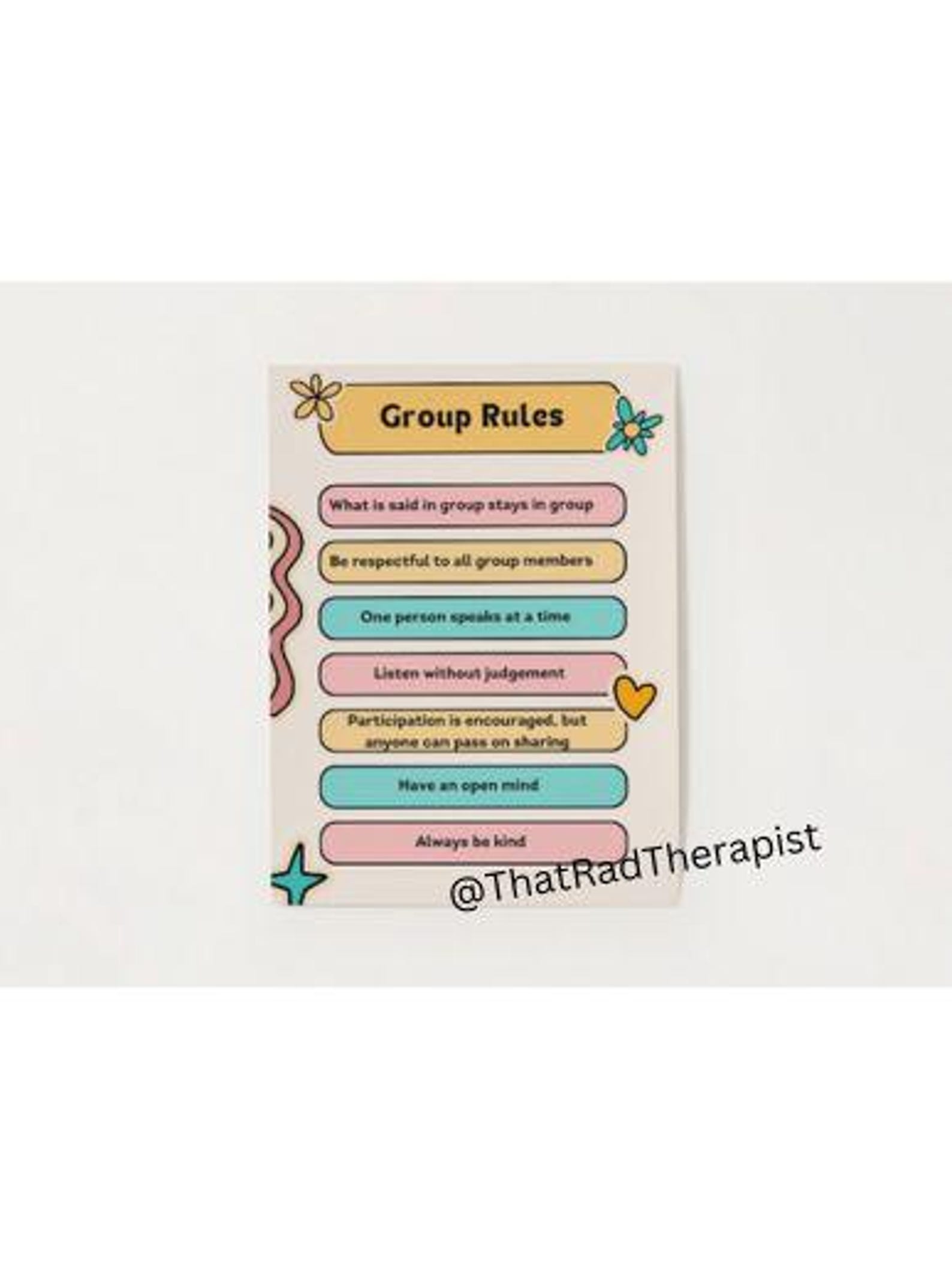 Group Therapy Rules Poster for Therapist Office - Etsy