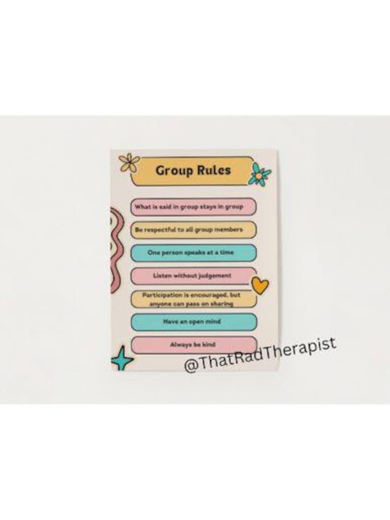Group Therapy Rules Poster for Therapist Office - Etsy