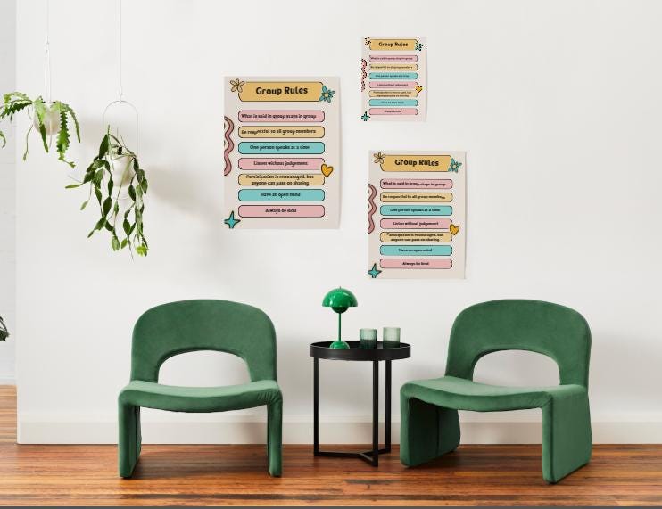Group Therapy Rules Poster for Therapist Office - Etsy