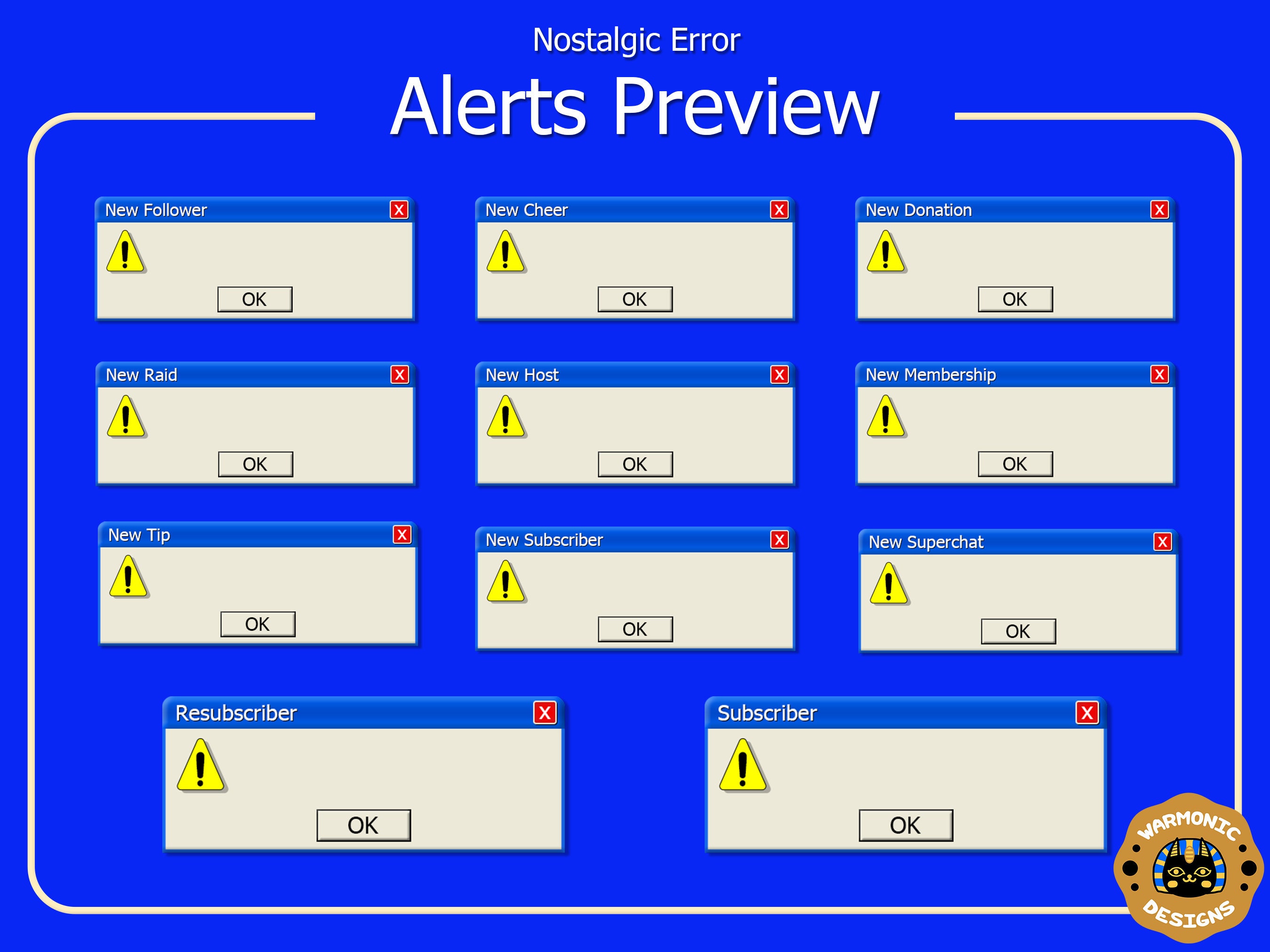 Nostalgic Error Animated Stream Alerts | Twitch, Youtube, Operating ...