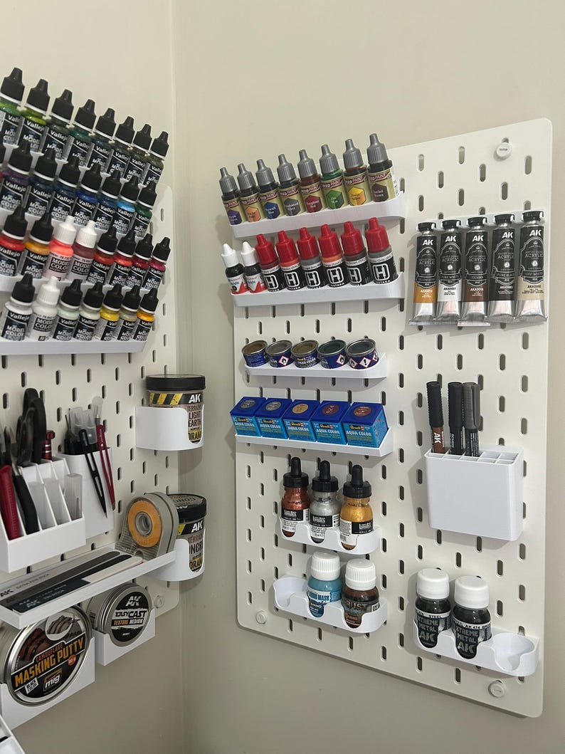 Ikea Peg Board SKADIS Organiser Citadel Vellejo AK Tamiya Paint Wall ...