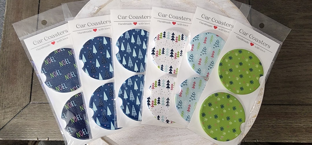 Christmas and Winter Ceramic or Neoprene Car Coasters - Etsy