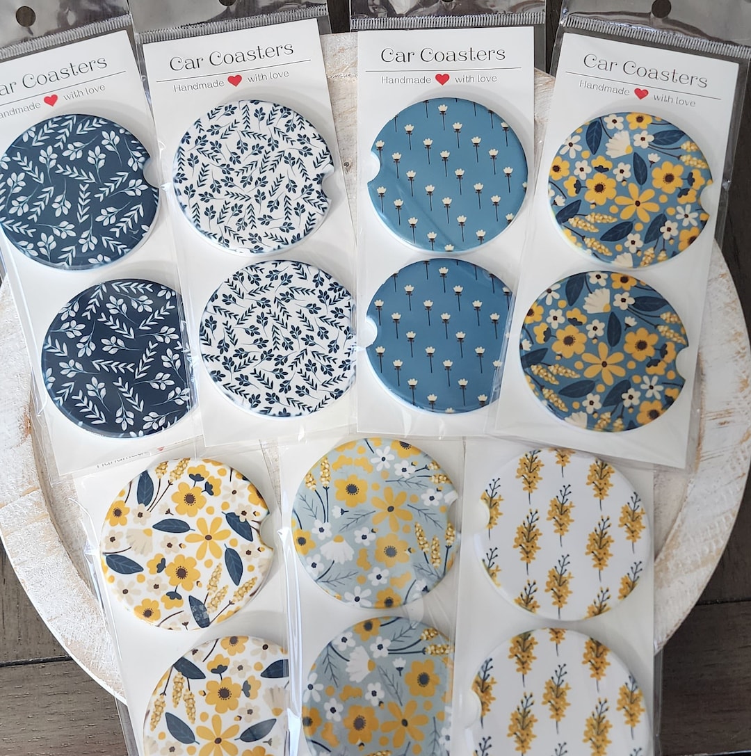 Floral Designs Ceramic or Neoprene Car Coasters - Etsy
