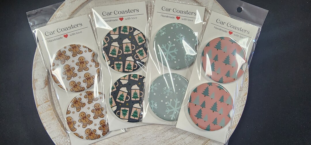 Christmas and Winter Ceramic or Neoprene Car Coasters - Etsy