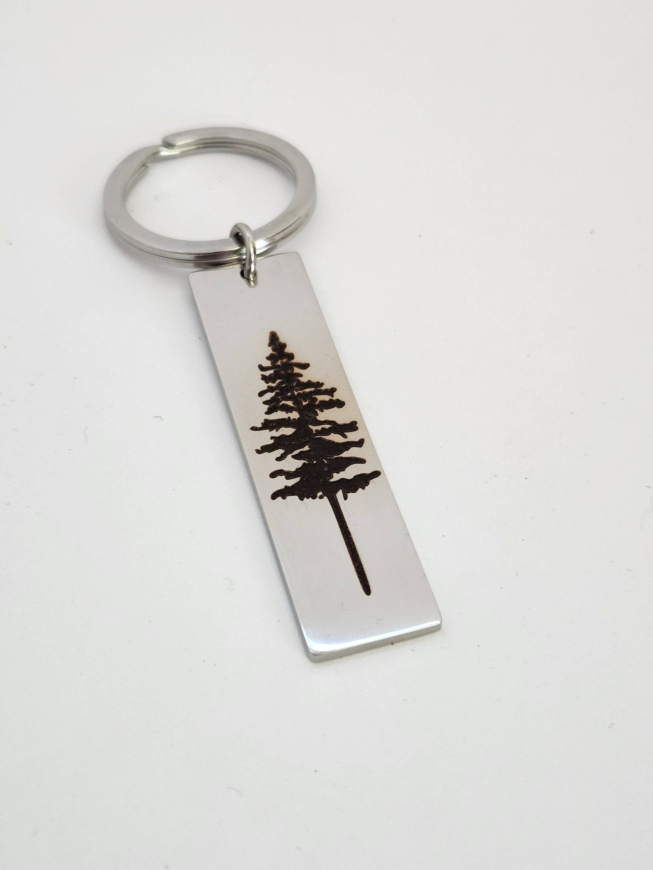 Laser Engraved Stainless Steel Keychain Ponderosa Pine Tree Keyring - Etsy