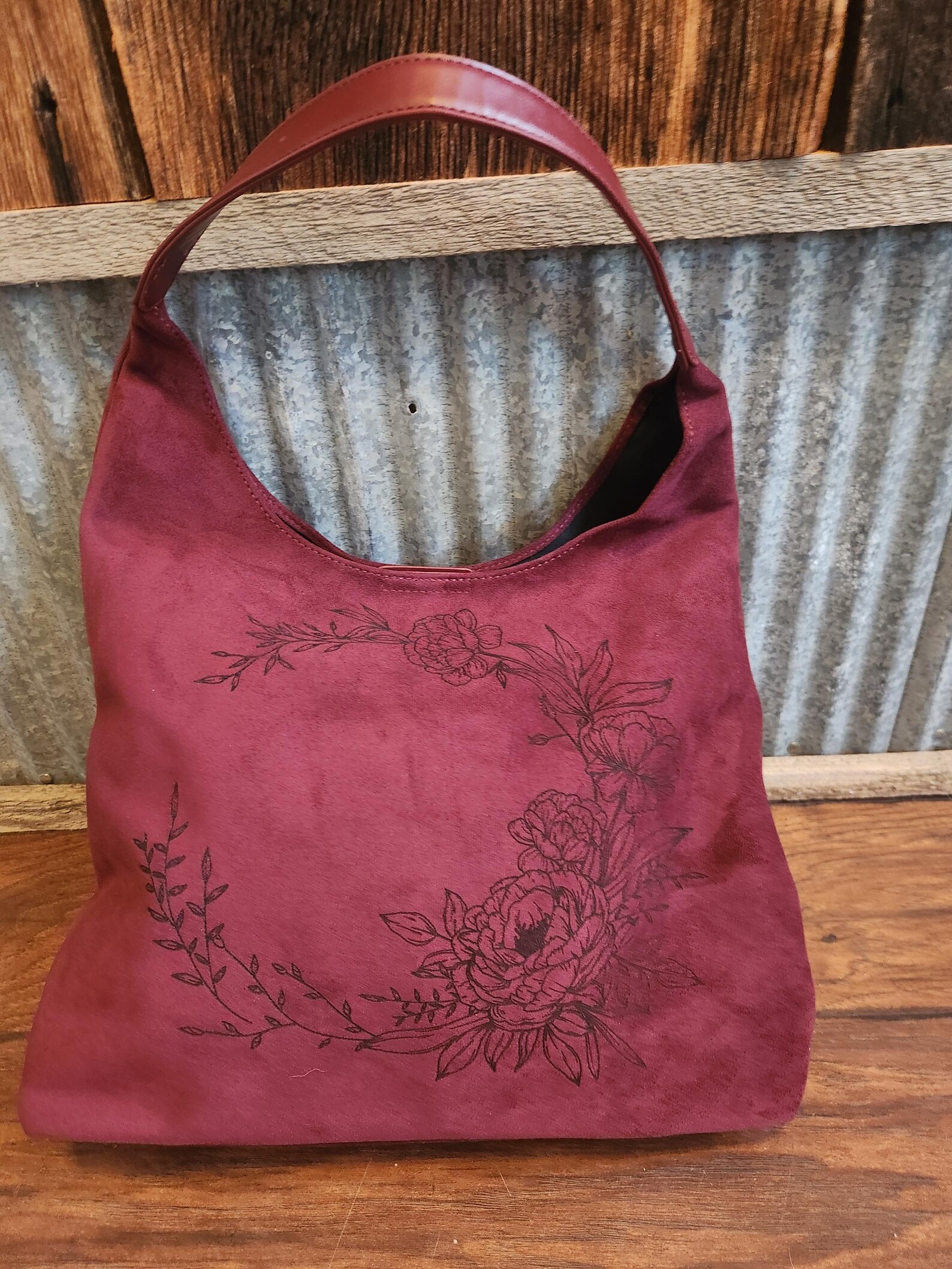 Faux Suede Hobo Bag Laser Engraved - Etsy