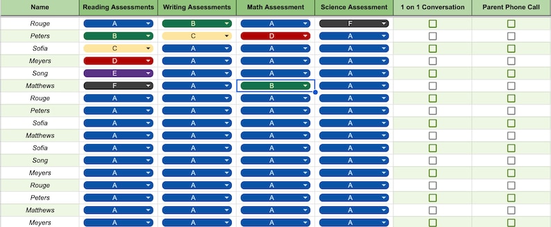 Data Tracker Google Spreadsheet | Grading System Template | Classroom ...