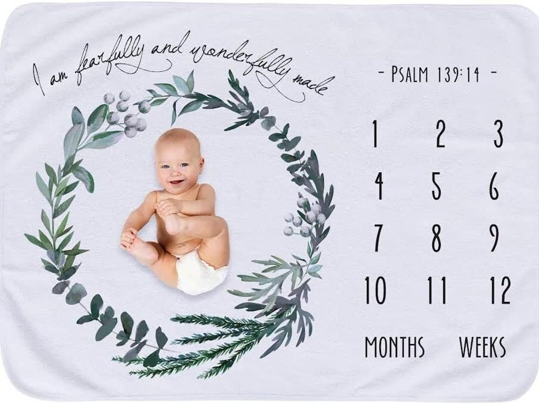 Hunbun Scripture Inspired Baby Milestone Blanket, Gender Neutral, Super ...