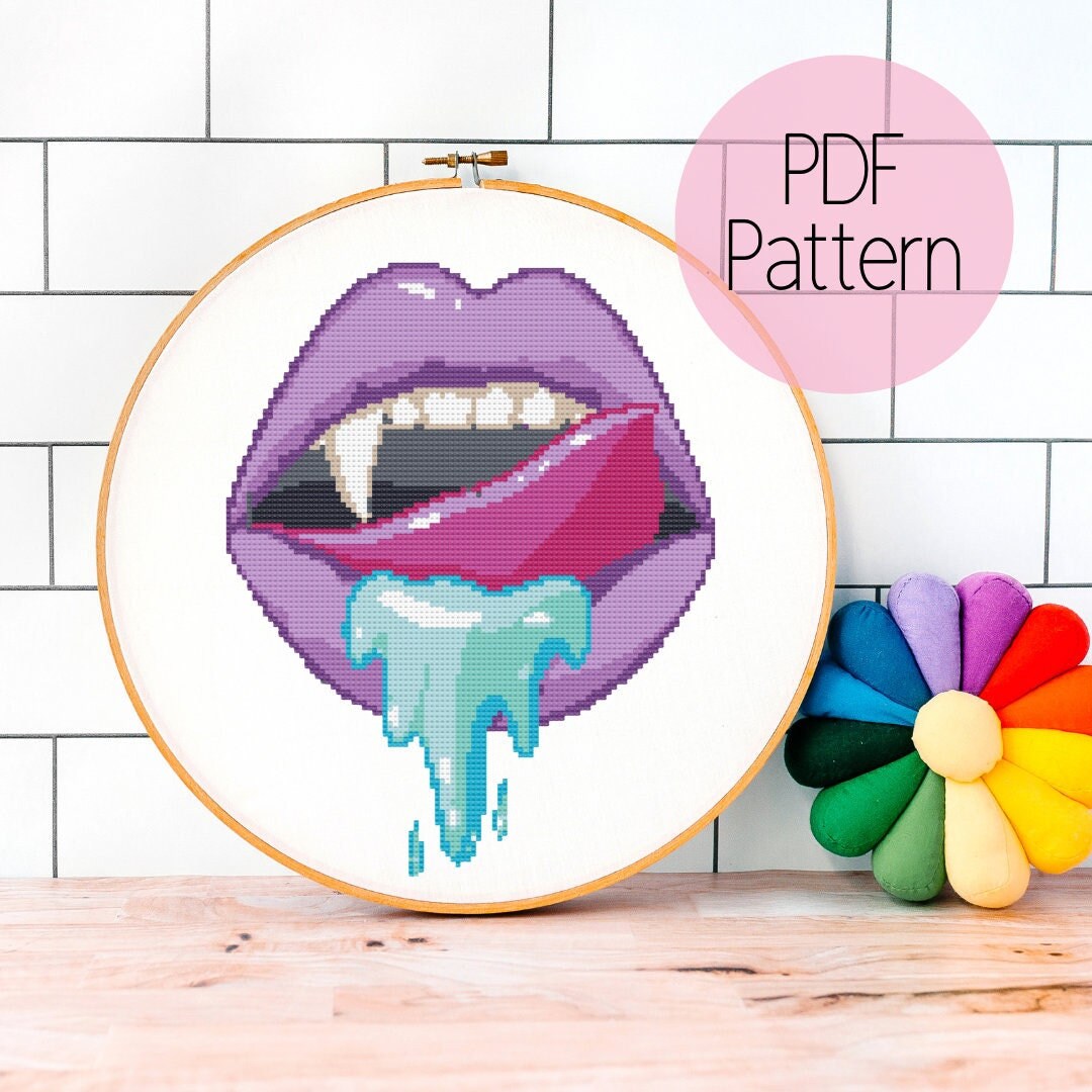 Lick My Lips Cross Stitch Pattern / PDF / Printable / Embroidery ...
