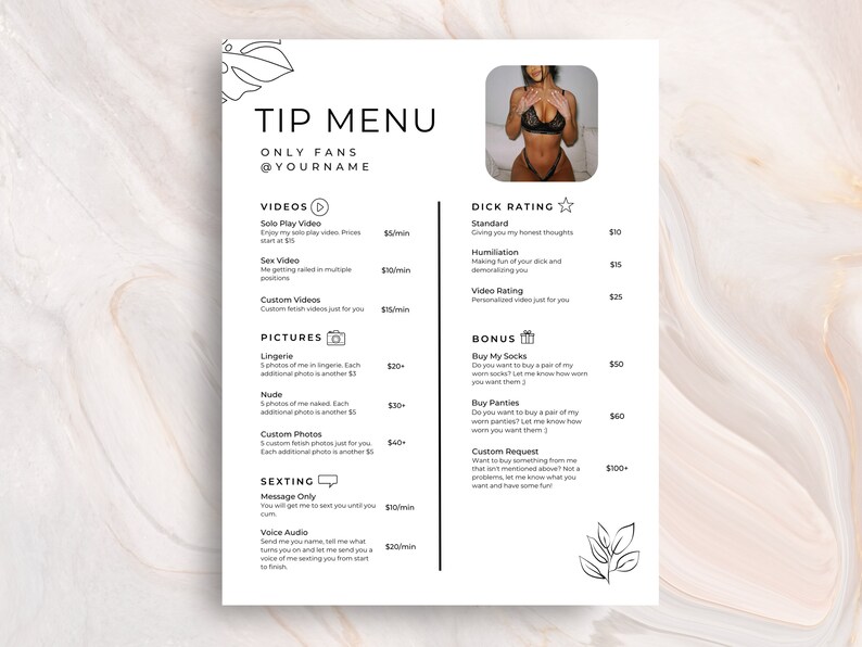 Onlyfans Tip Menu Editable Template Plant Theme Tip Menu - Etsy Canada