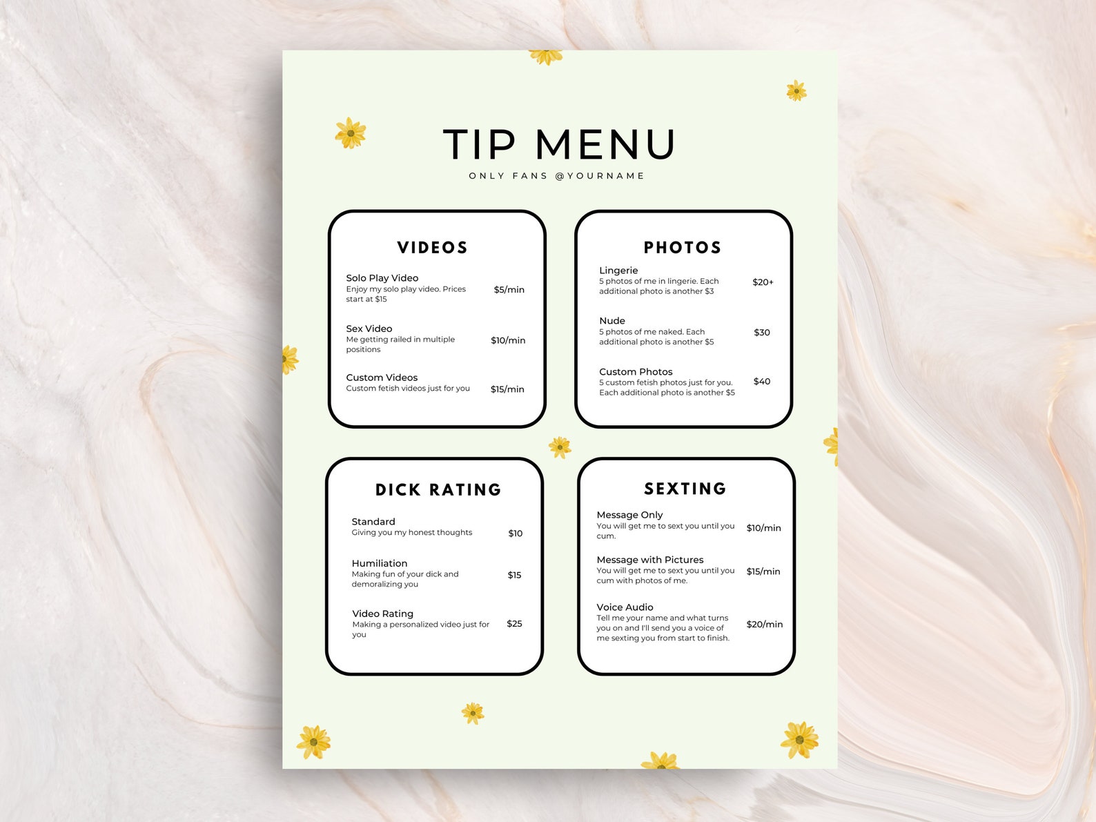 Onlyfans Tip Menu Editable Template Canva Template Tip - Etsy