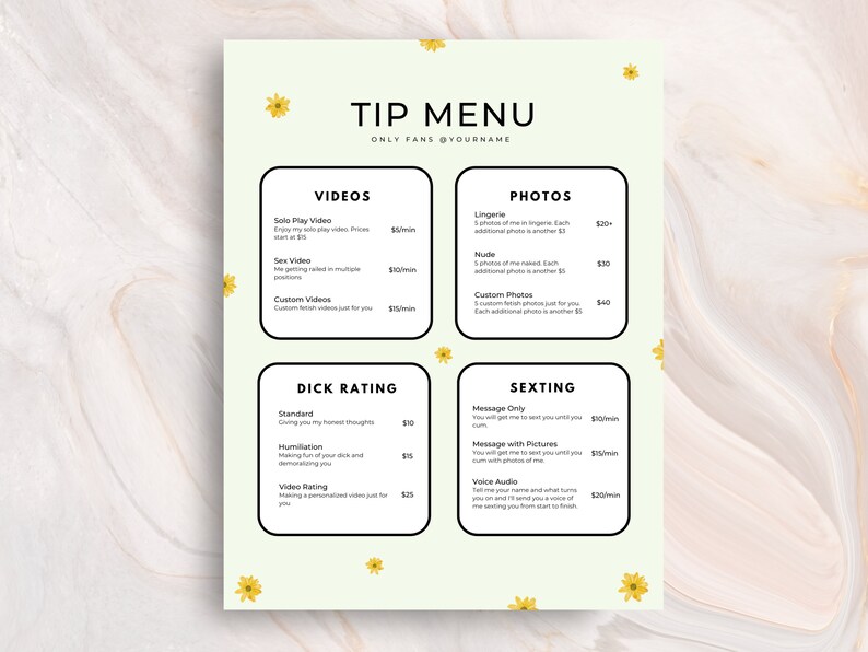 Onlyfans Tip Menu Editable Template Canva Template Tip - Etsy