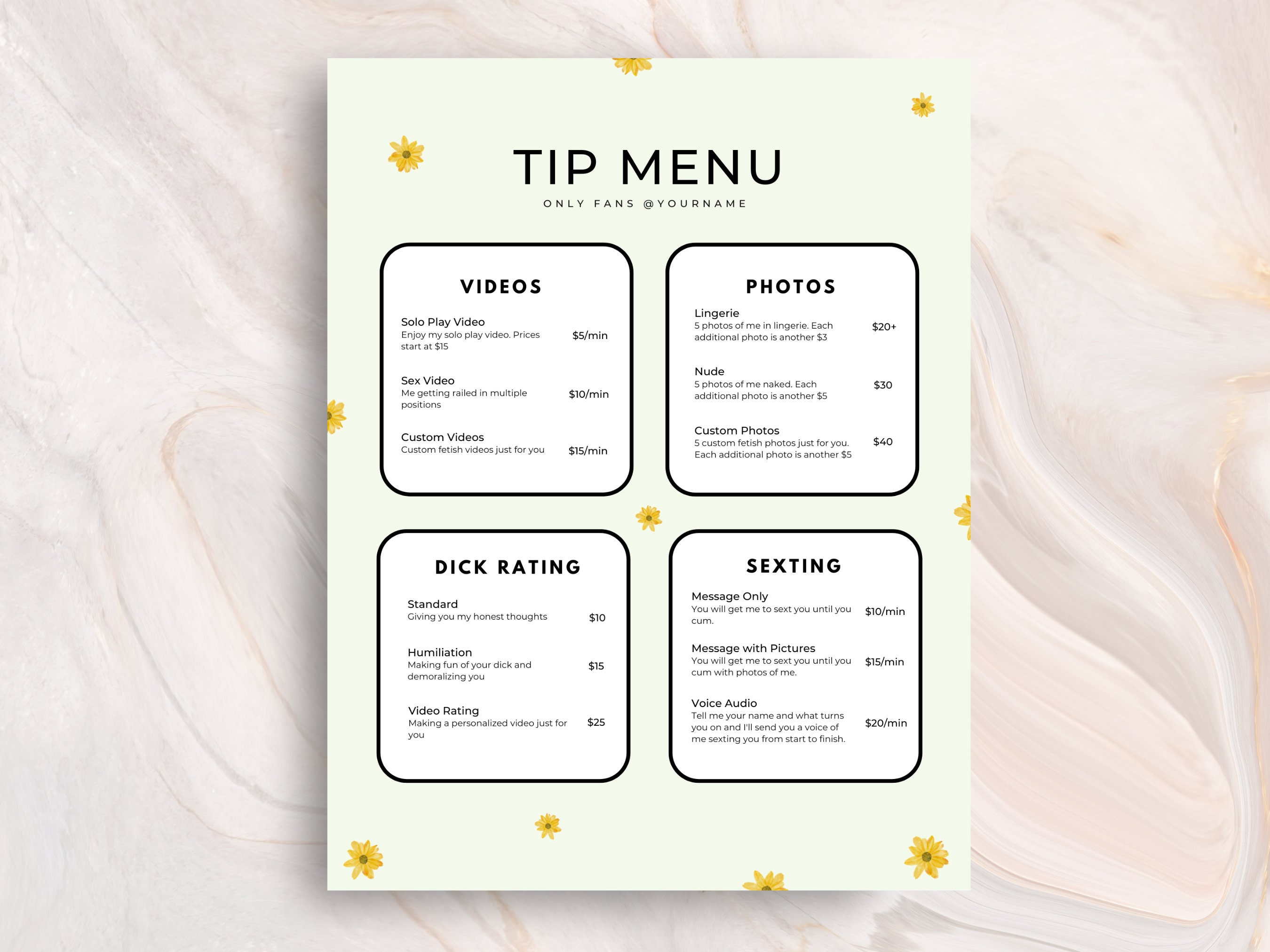 Onlyfans Tip Menu Editable Template Canva Template Tip - Etsy