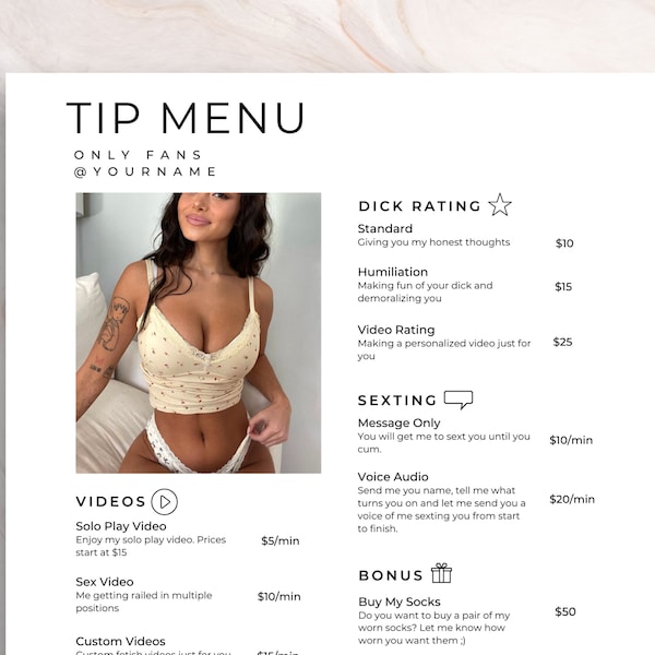 Onlyfans Tip Menu - Etsy