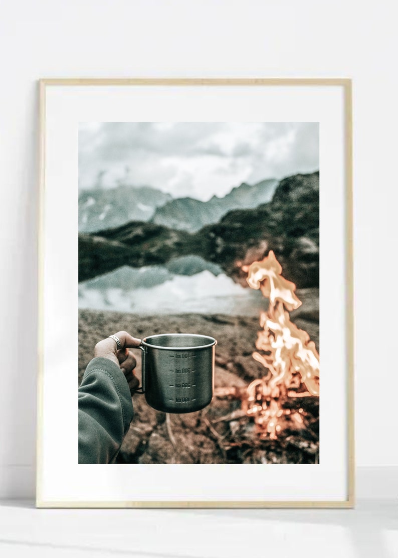 Camp Fire Print Set of 4 Campfire Poster Hiking up North Lake - Etsy