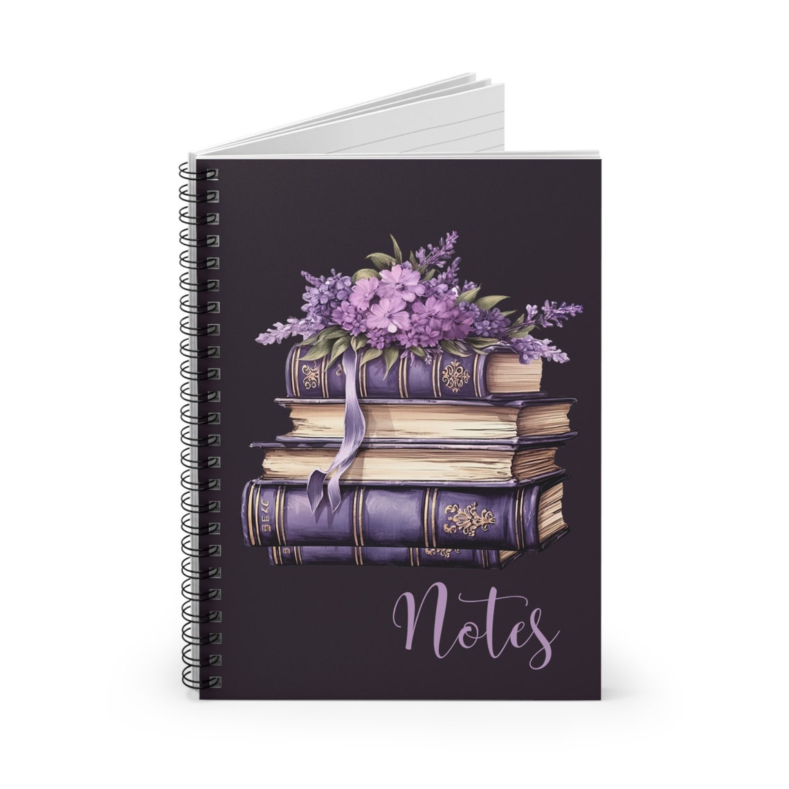 Purple Vintage Book Stack With Purple Flowers Notebook Purple Journal ...