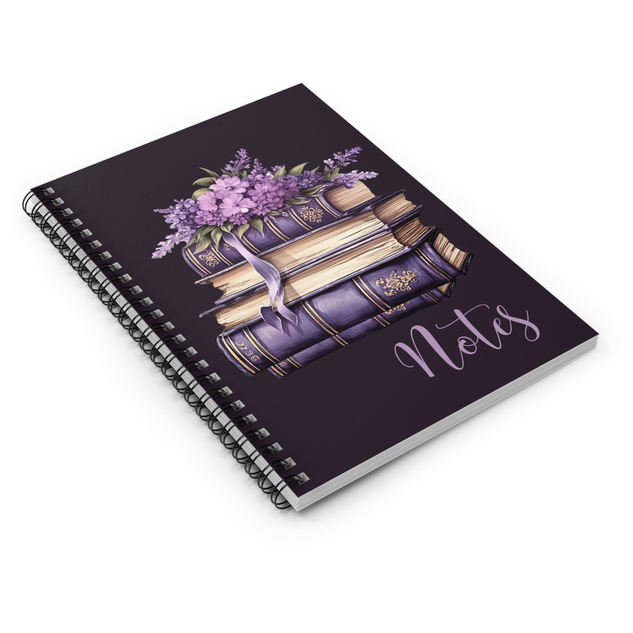 Purple Vintage Book Stack With Purple Flowers Notebook Purple Journal ...