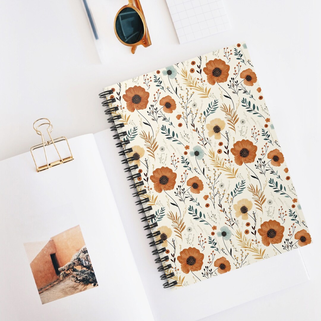 Boho Farmhouse Blue, Orange and Cream Flowers Rural Chic Rustic Floral ...