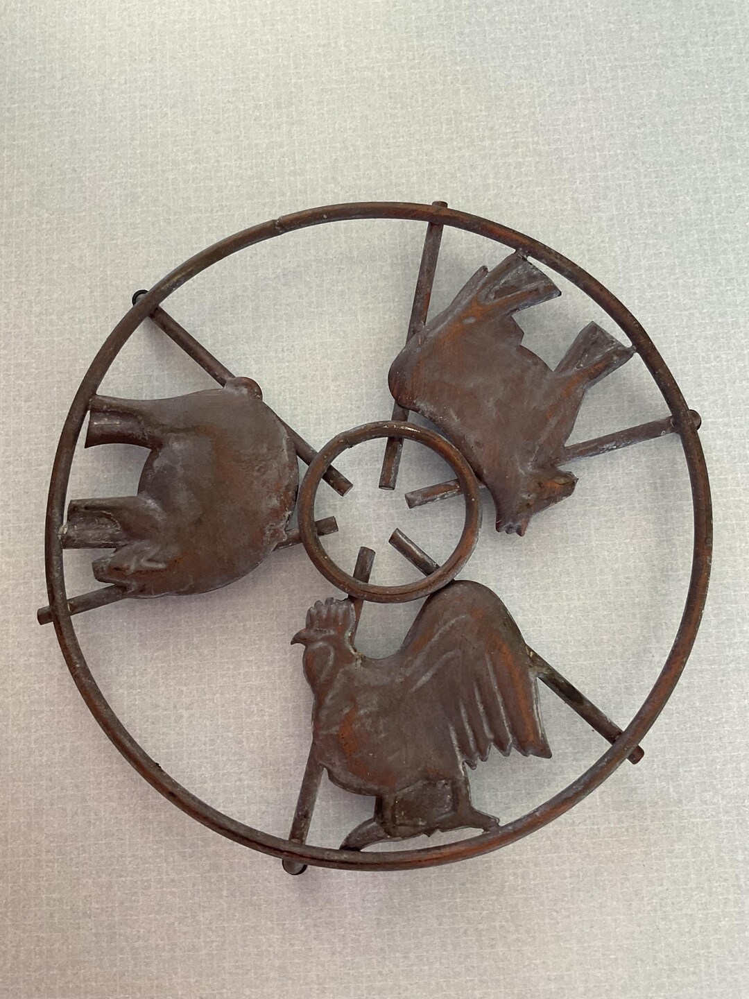 Vtg 70s Country Farm Animal Copper Trivet - Etsy