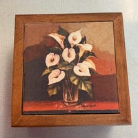 Hydrangea Jewelry Box, Keepsake Box - Wood & Ceramic Tile Top - Blue ...