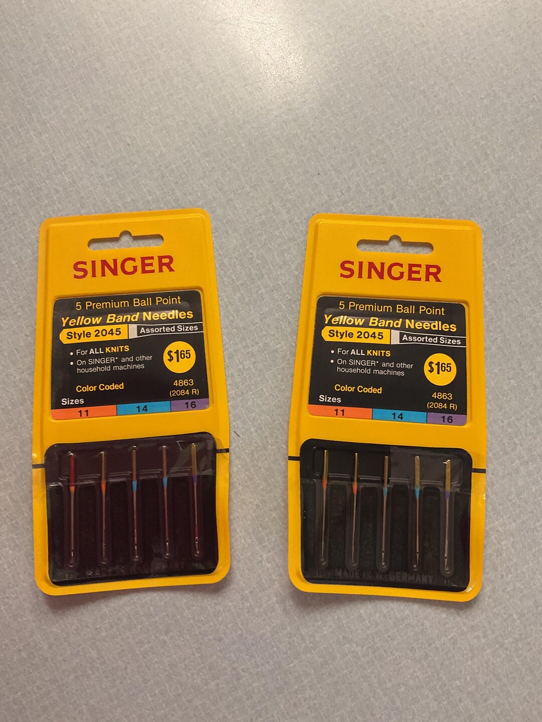 Singer Yellow Band Ballpoint Needles- 2 Packs of 5 - Etsy