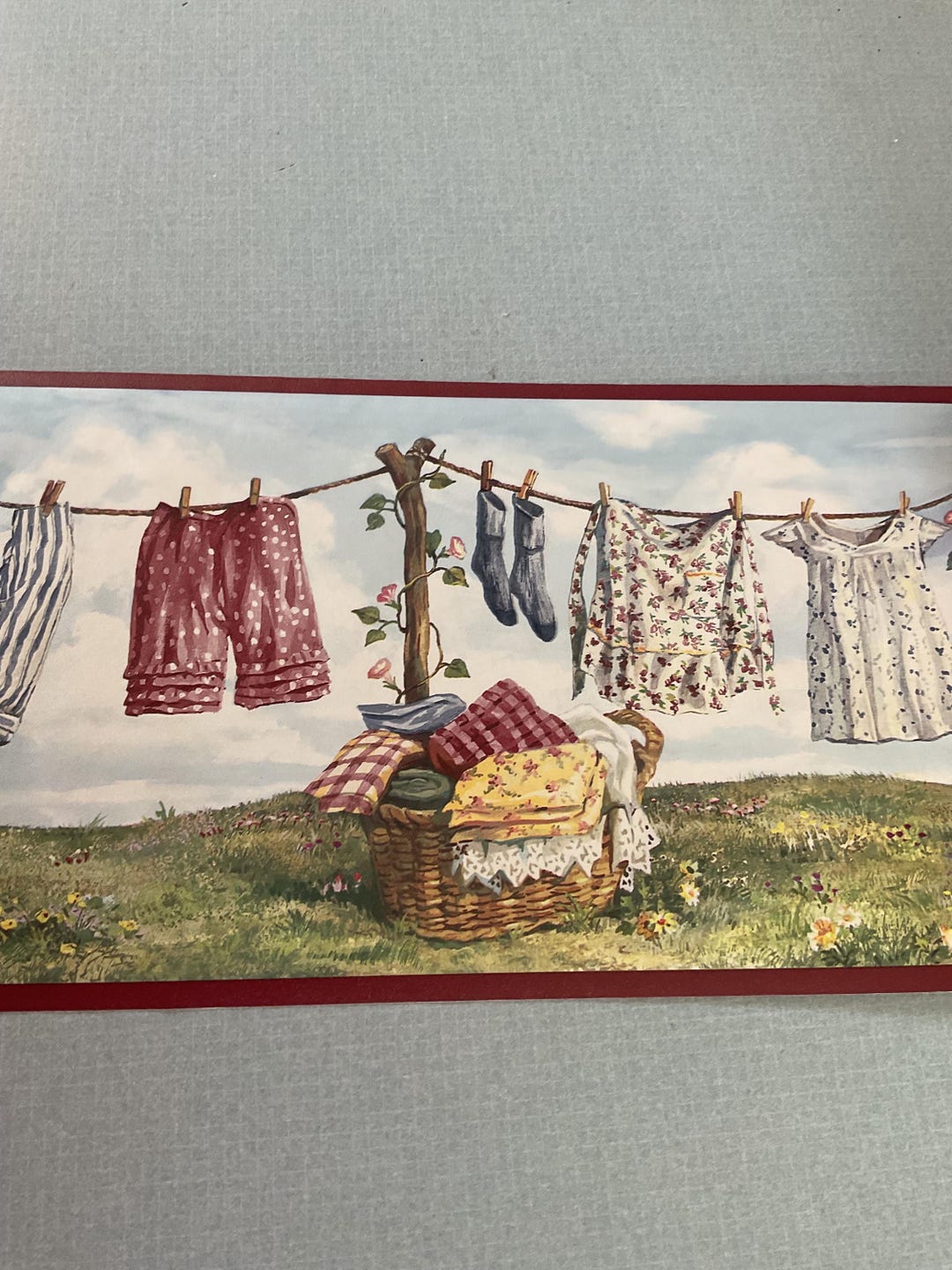Vtg Wallpaper Boarder Cottage/ Country/ Clothes Line / Garden - Etsy
