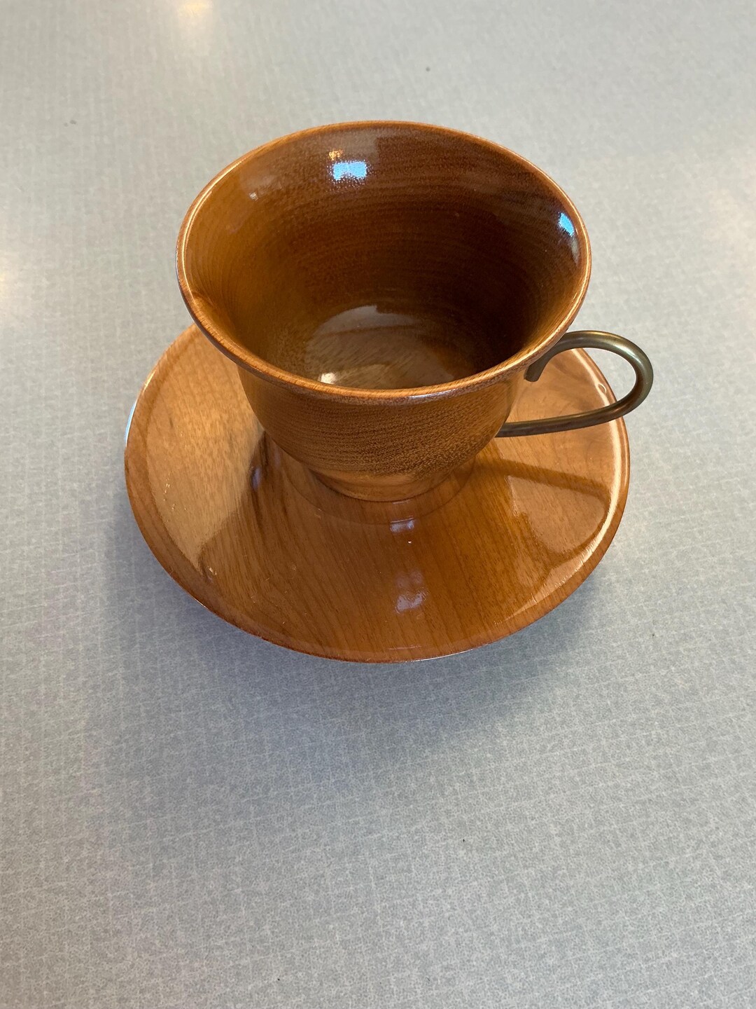 Mini Myrtlewood Teacup/ Brass Handle - Etsy