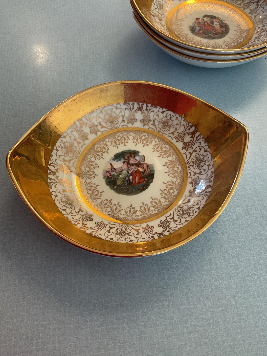 Set of 4 Decorative Small Plates/bowls / Gold Trim / Fancy / Bone China ...