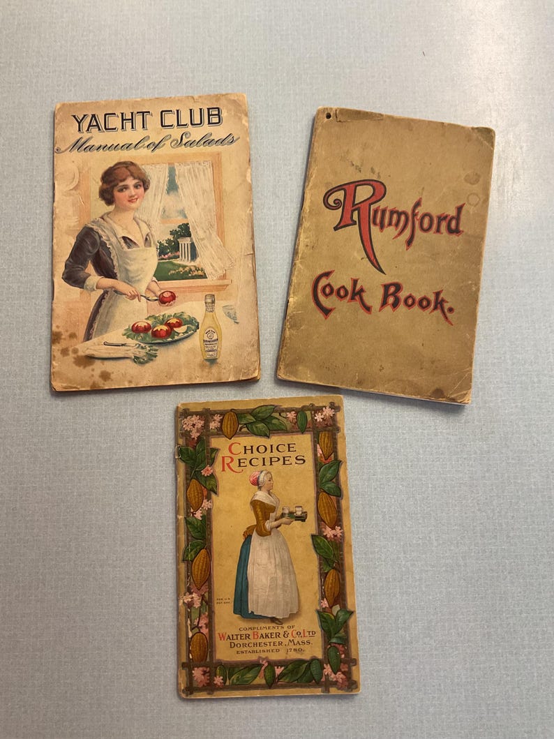 Early 1900s Set of 3 Cookbooks, Yacht Club , Choice Recipes & Rumford ...