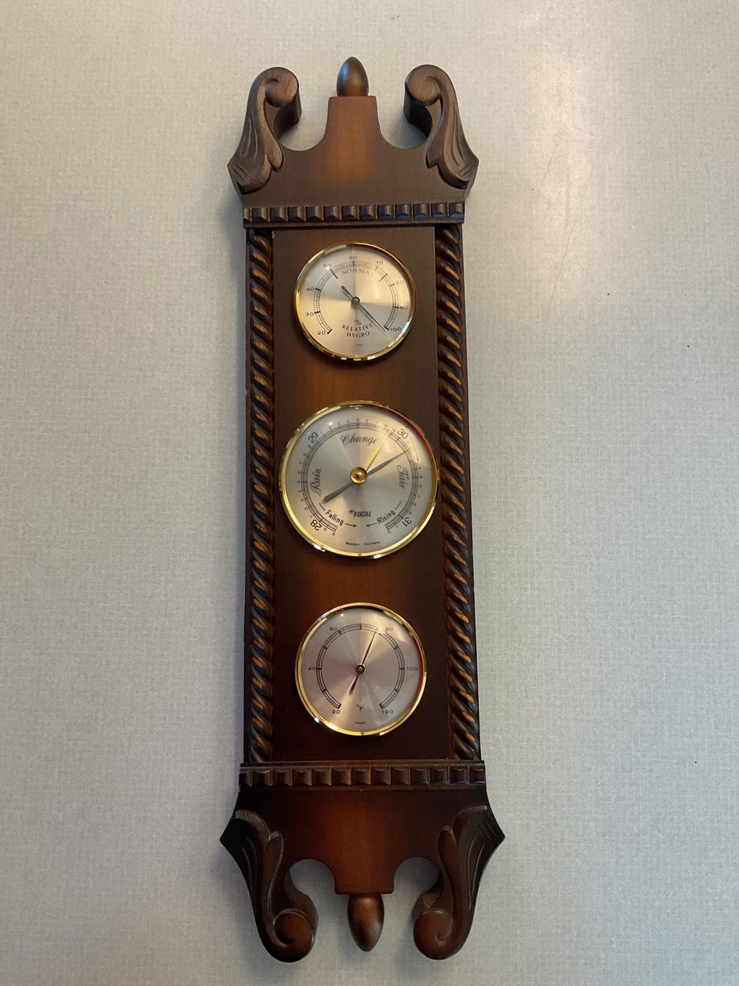 Vtg Wood Wall Hanging Weather Station Made in Western Germany 19 ...
