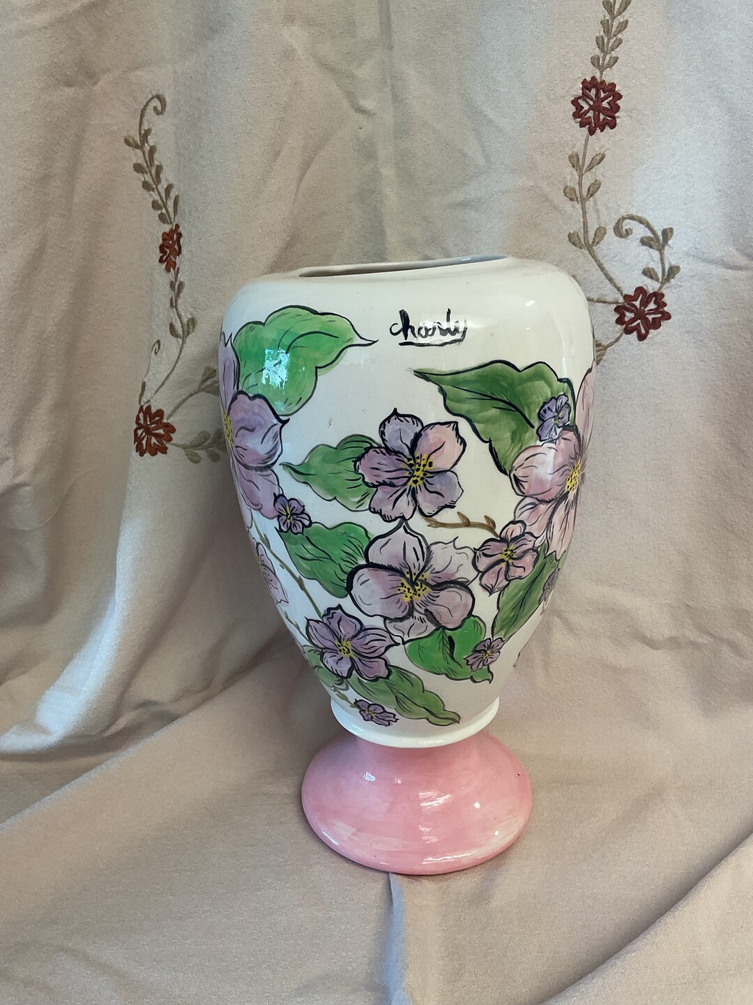 Vtg 1978 Arnel’s Beautiful Bold Pink and Light Purple Flowers With ...