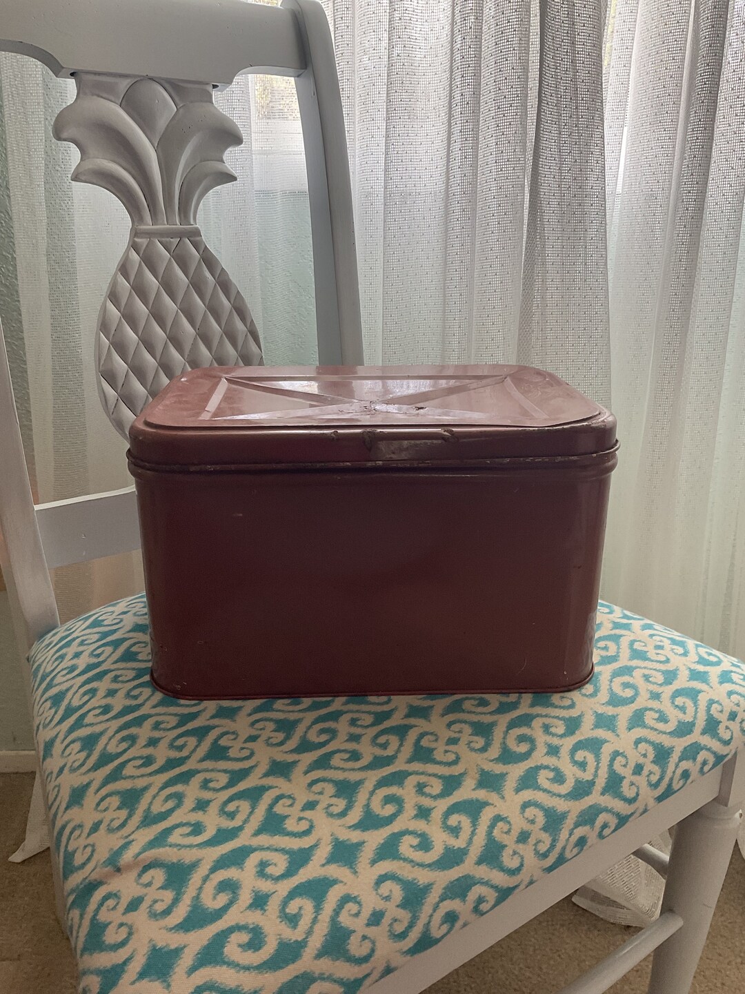 Vtg Brown Metal Bread Box - Etsy