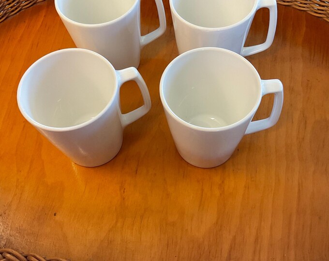 Set of 4 White Centura by Corning Tall Coffee Mugs , Made in USA - Etsy
