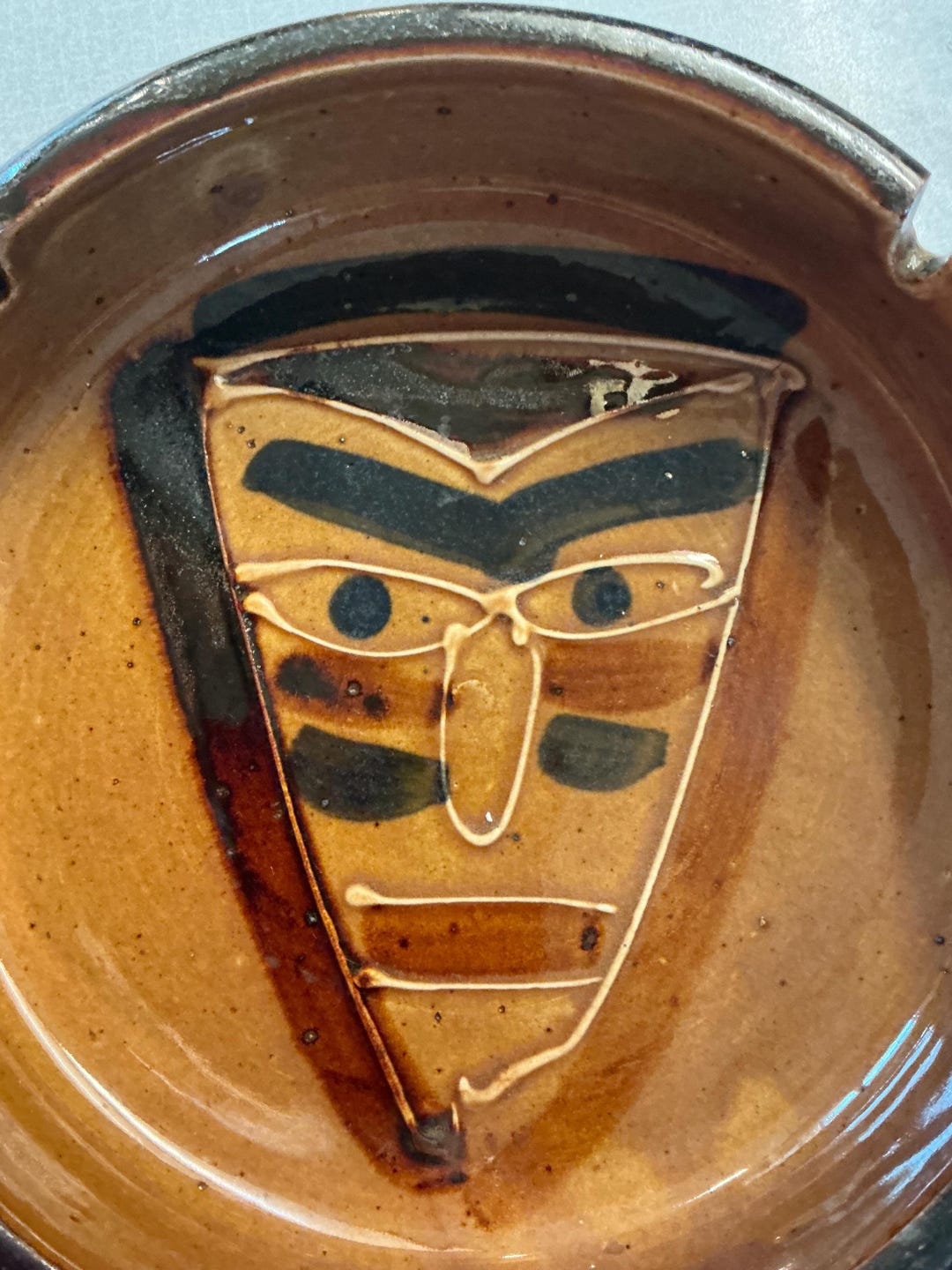 1970s Era Ceramic Ashtray/mcm/fun Hand Painted Tribal Mask Image - Etsy