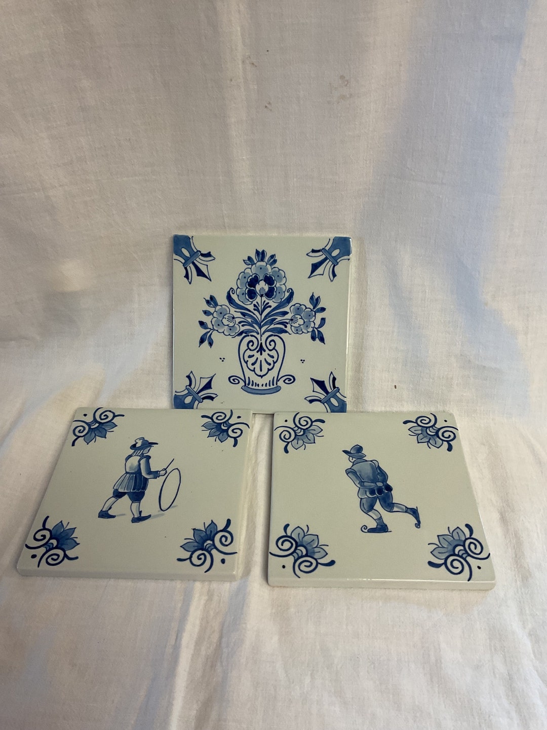 Vintage Set of 3 Delft Dutch Blue 80s ? Ceramic Tiles - Etsy