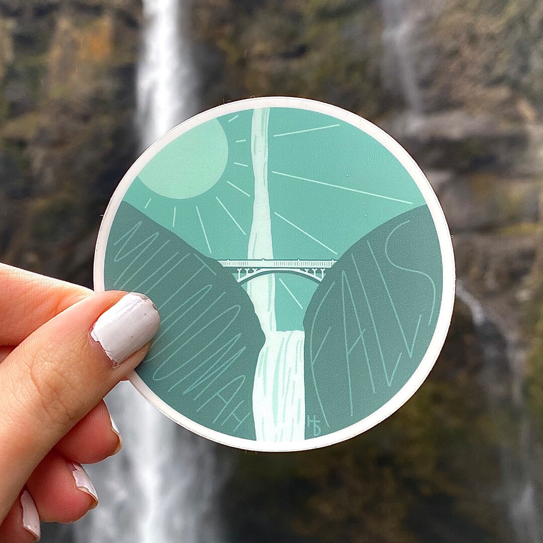 Multnomah Falls Oregon Vinyl Waterproof Sticker, Travel Sticker, Nature ...