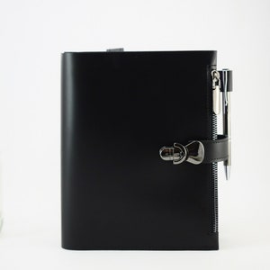 Natural Italian Leather Planner A5, Black Classic Leather Gift, Gift ...