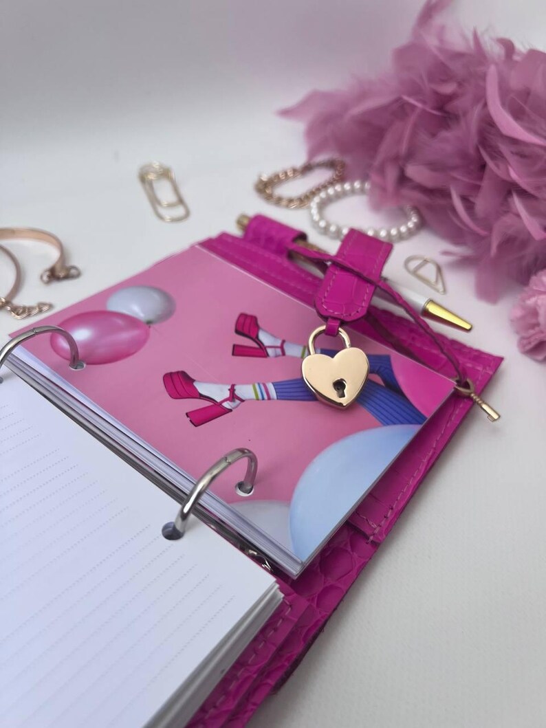 Leather Pink Mini Planner A7 Passportsize, Mini Dated Planner ...