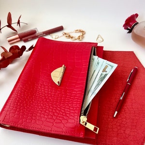 Red Planner, Natural Italian Leather Planner A5,planner, A5 Binder ...