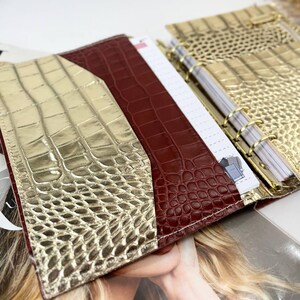 Natural Italian Leather Planner A5, GOLD Leather Planner, Gold Leather ...