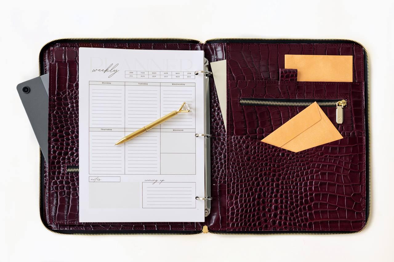 Pink Business Padfolio Leather Writing Folder A4 With Card Holder ...