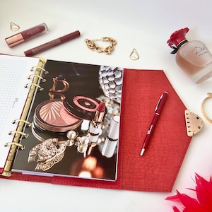 Red Planner, Natural Italian Leather Planner A5,planner, A5 Binder ...