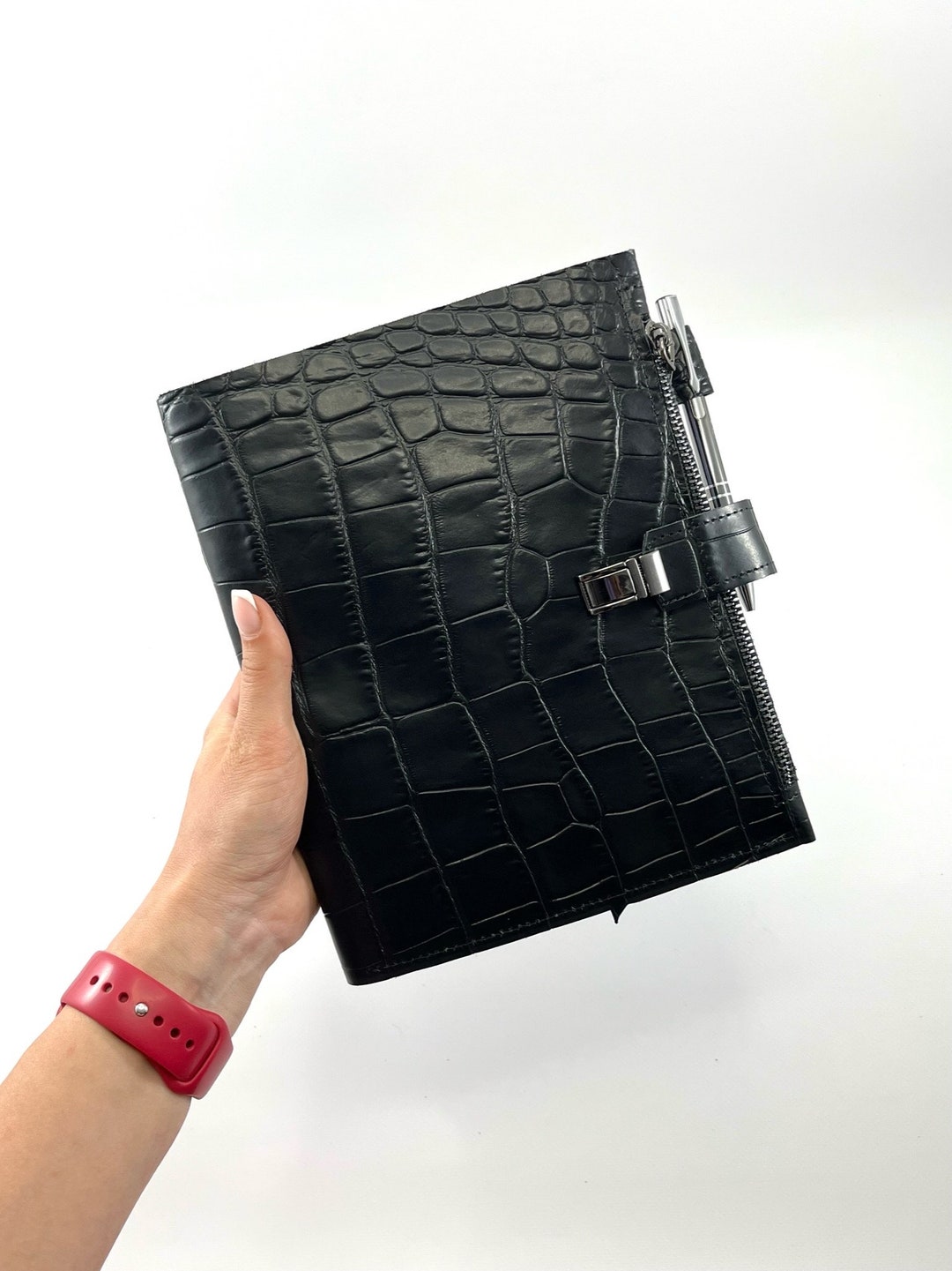 BLACK Planner A5, Leather Planner, Planner Binder 6 Ring, Planner 2024 ...