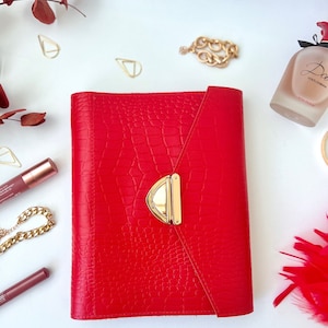 Red Planner, Natural Italian Leather Planner A5,planner, A5 Binder ...